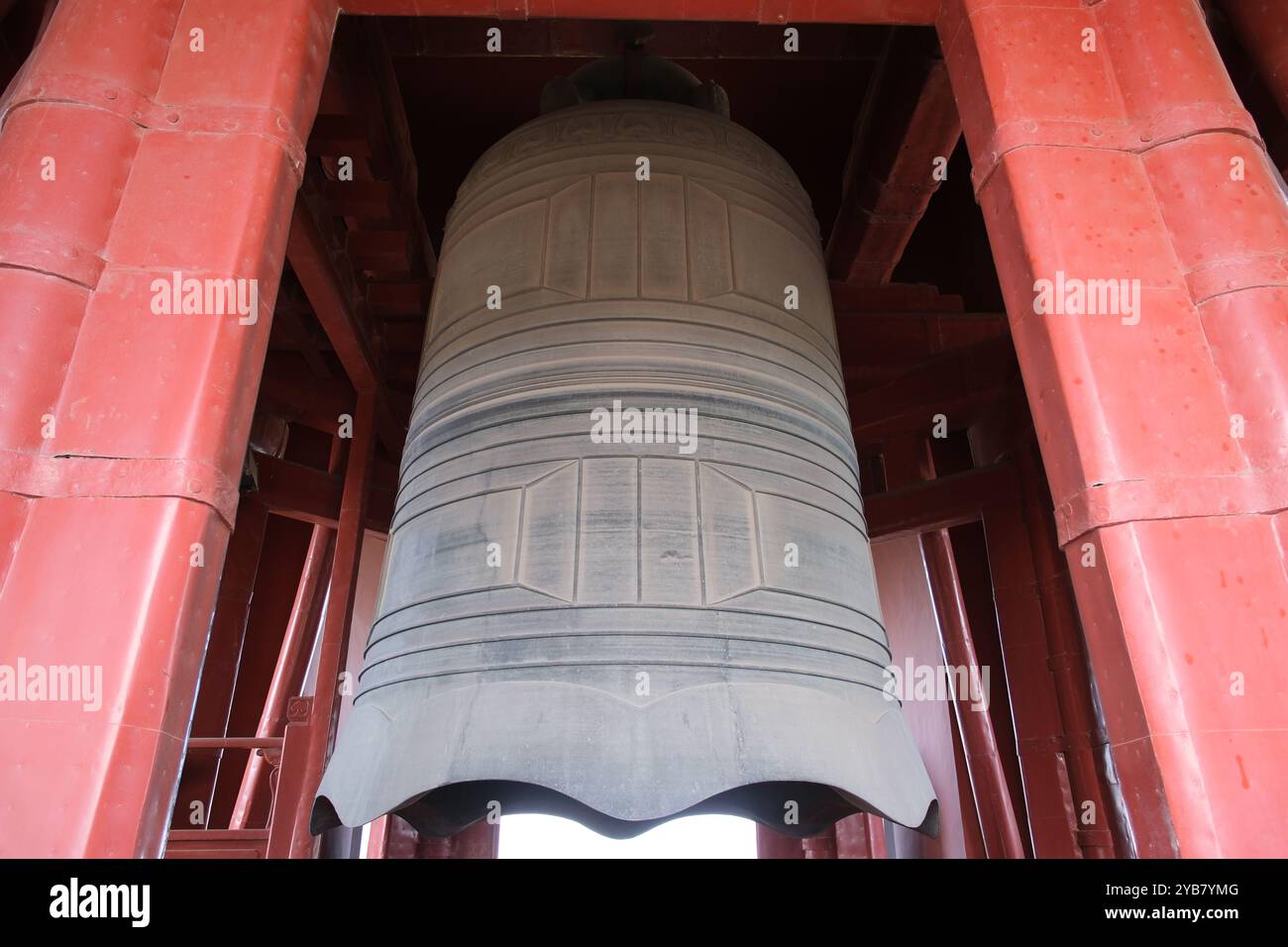 large Ancient Chinese bell in Bell Tower in Beijing, China Stock Photo ...