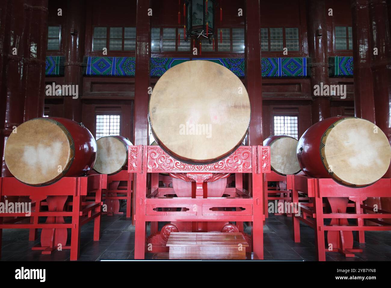 Chinese drums in Drum Tower in Beijing, China. Traditional Chinese ...