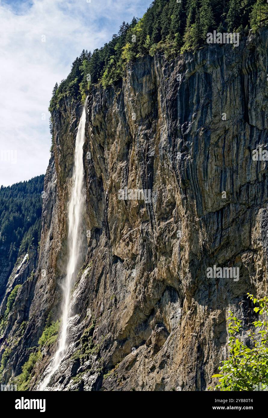 Staubbach Falls, water running down mountainside, rock, texture, nature ...
