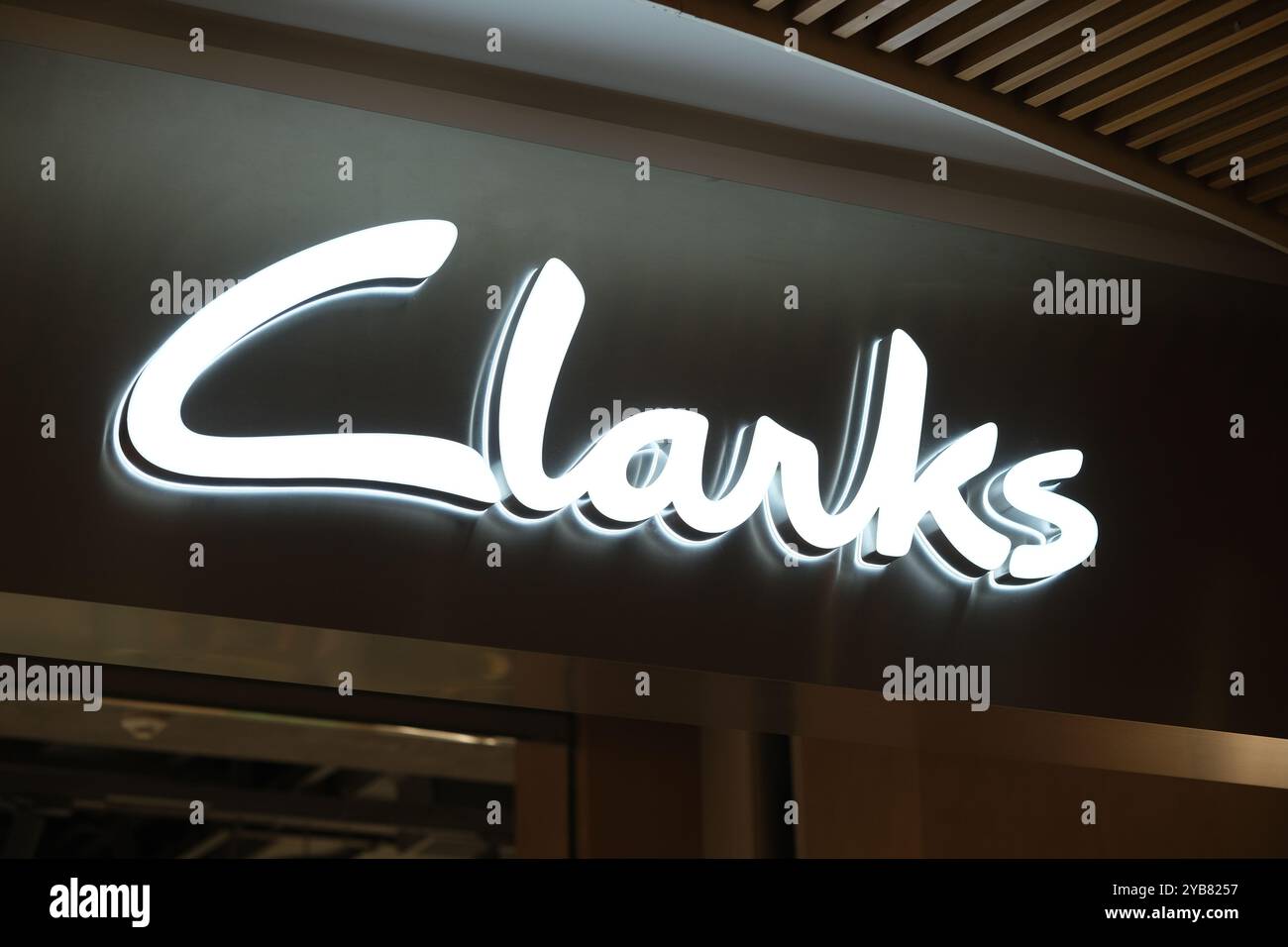 Shanghai,China-Sep.8th 2024: Clarks store sign brand logo Stock Photo ...