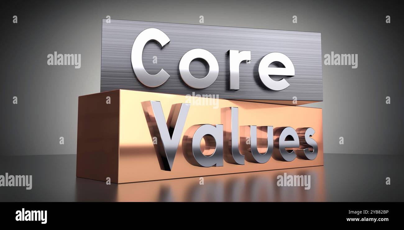 Core values - words on metal blocks - 3D illustration Stock Photo - Alamy