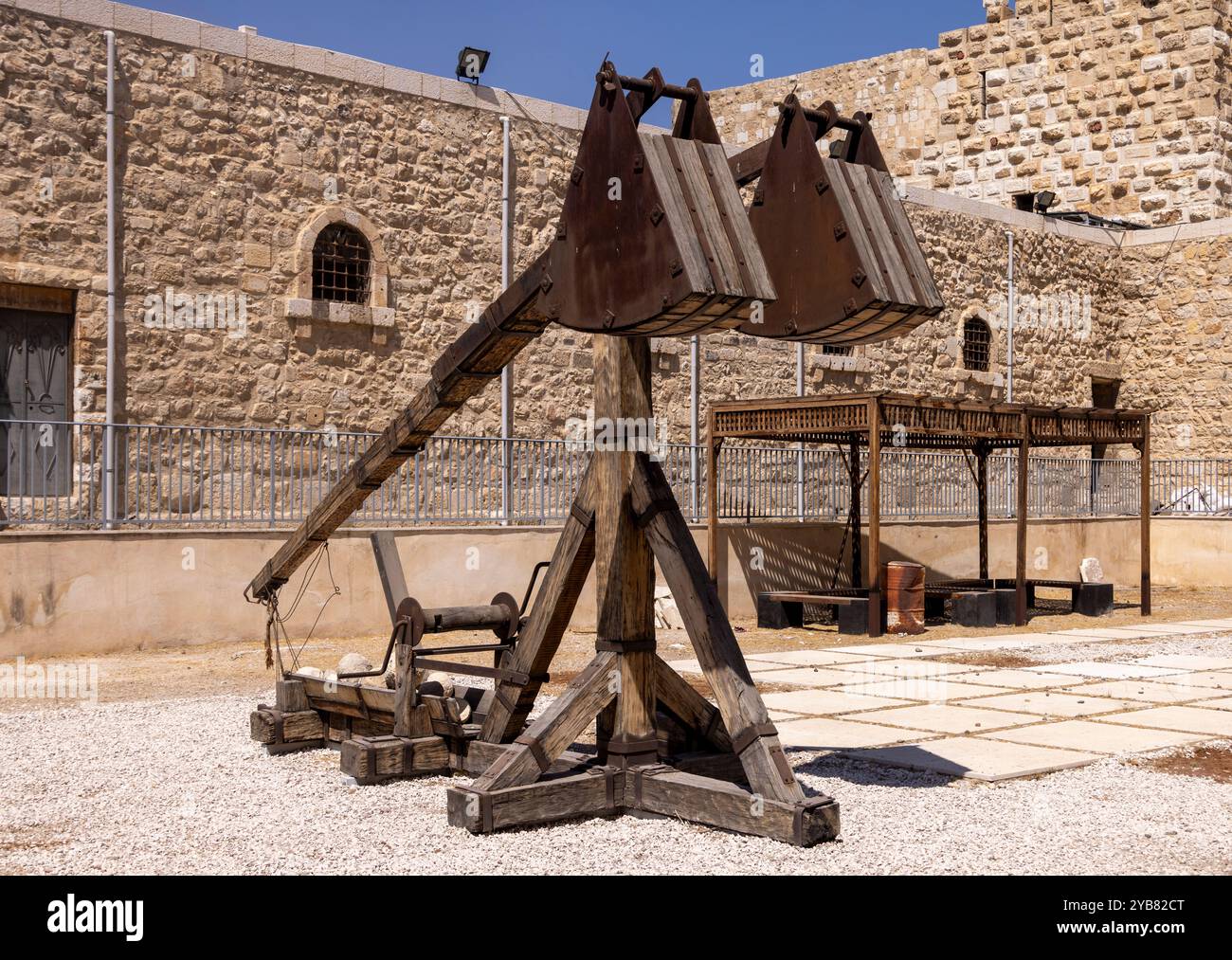 reconstruction of medieval siege weapon, a counterweight trebuchet ...