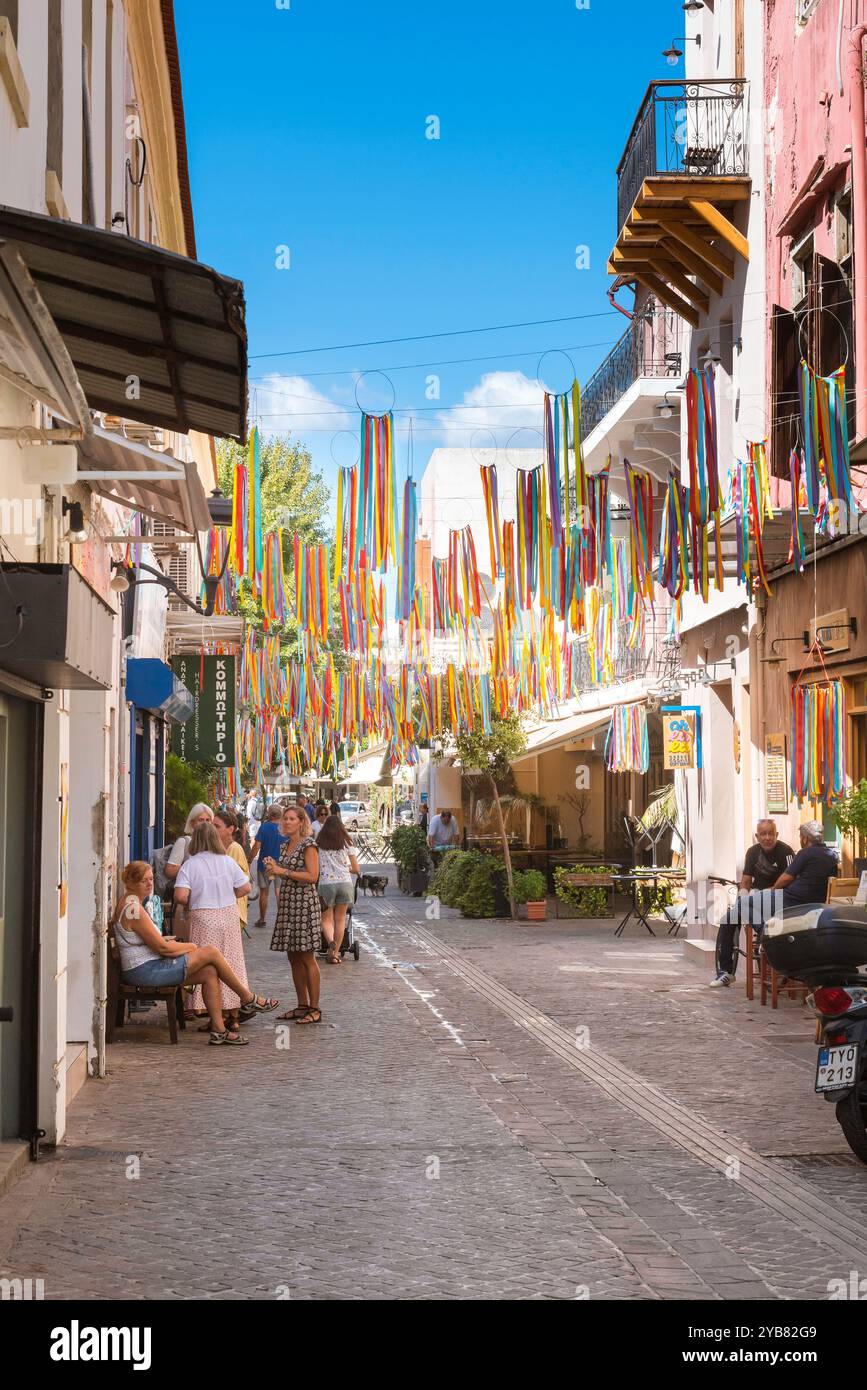 Chania Old Town, view of a neighbourhood street in the scenic Kastelli ...