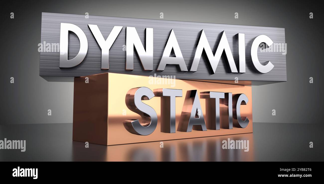 Dynamic, static - words on metal blocks - 3D illustration Stock Photo ...