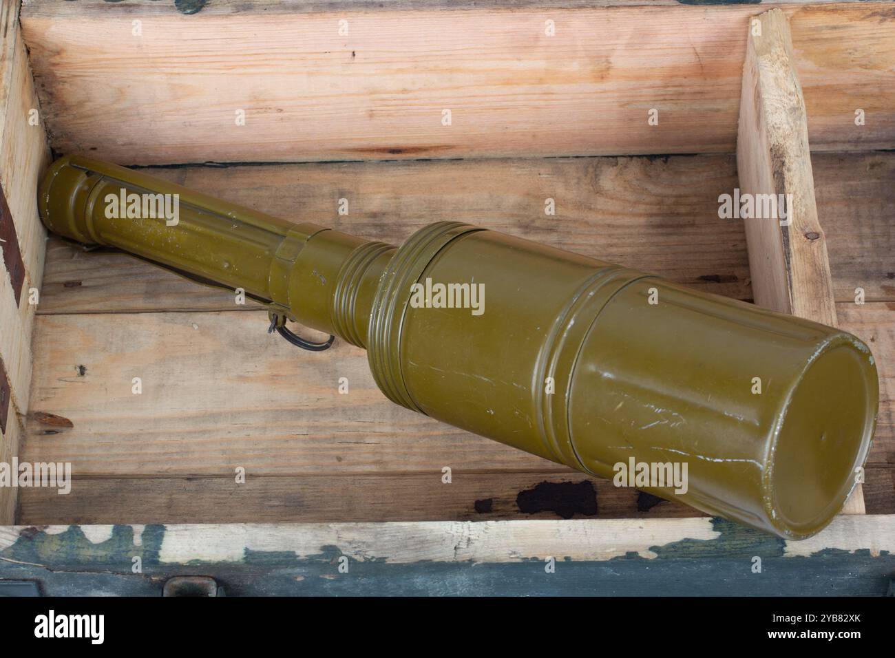 RKG-3 Soviet anti-tank handheld shaped-charge grenade in wooden ammo ...