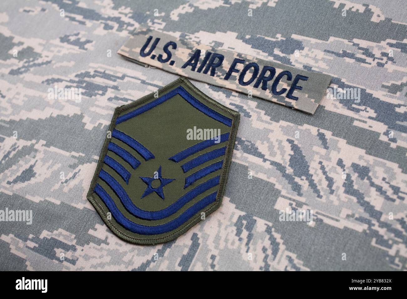 US AIR FORCE branch tape and Master Sergeant rank patch on digital ...