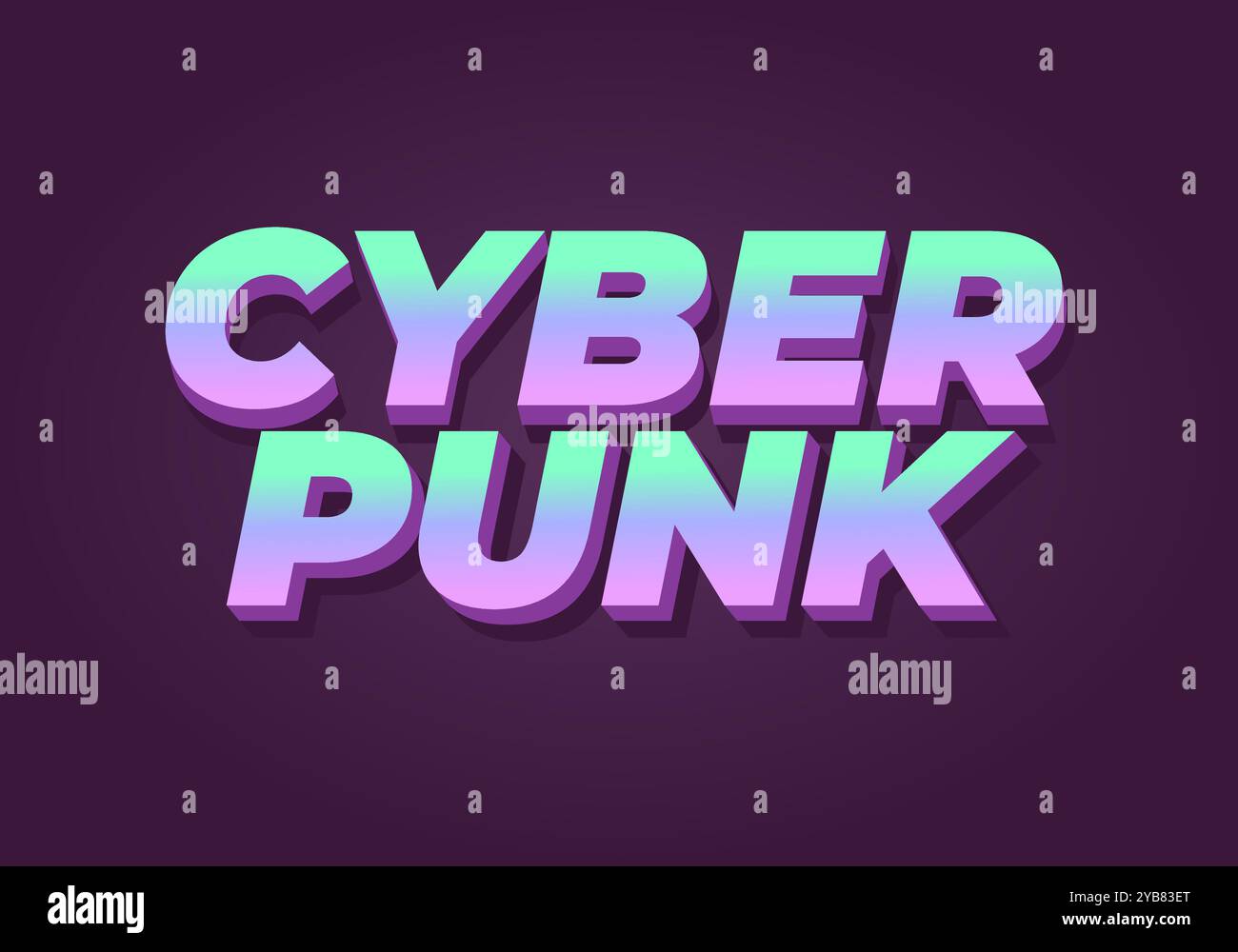 Cyber punk. Text effect design in bold fonts with 3D style Stock Vector ...