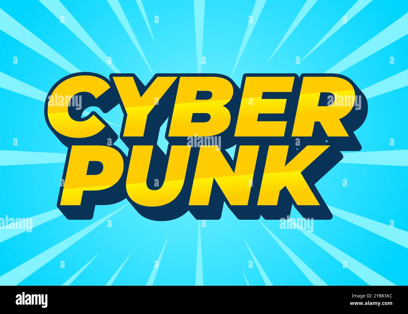 Cyber punk. Text effect design in bold fonts with 3D style Stock Vector ...