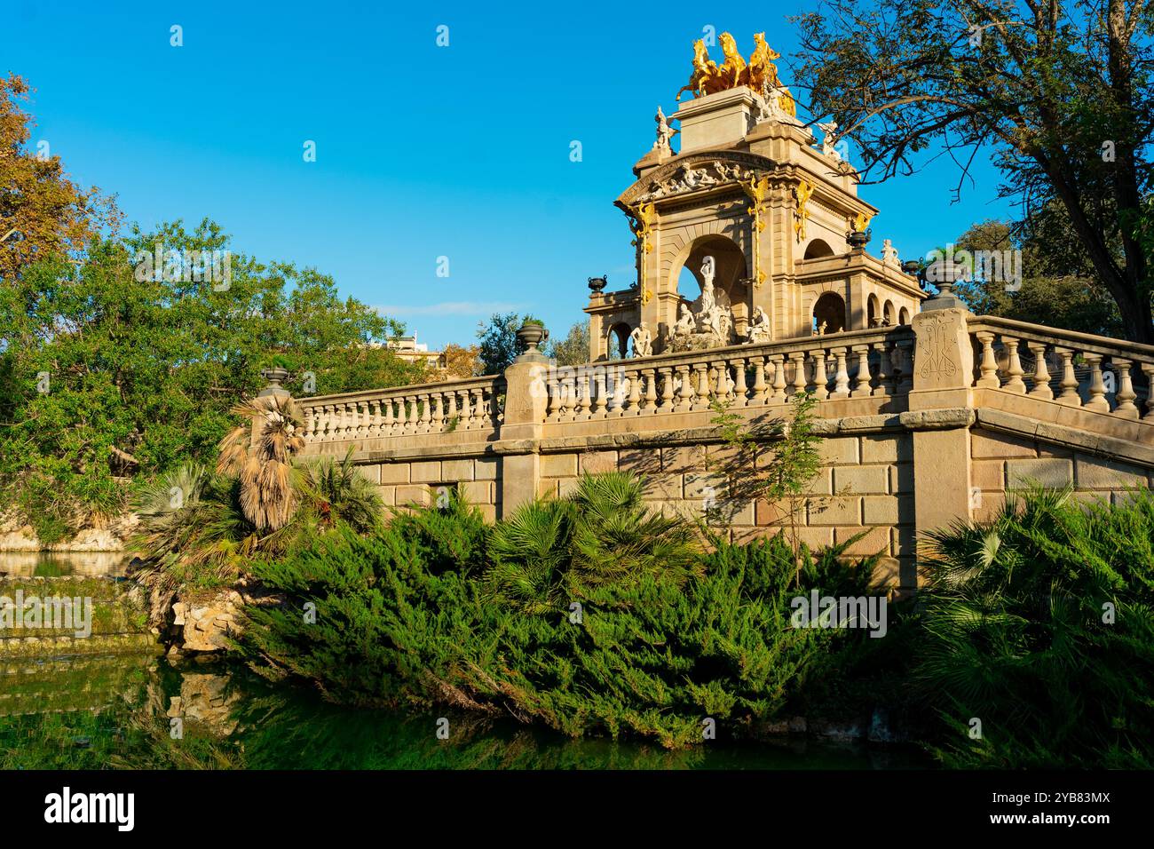 Cascada Monumental fountain in Ciutadela park in Barcelona, Spain. A ...
