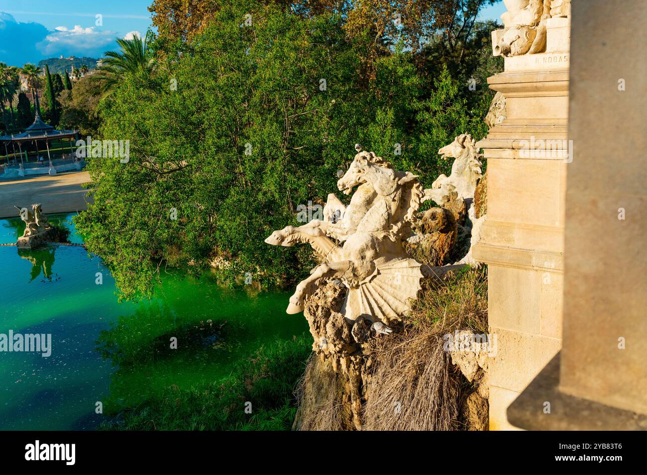 Cascada Monumental fountain in Ciutadela park in Barcelona, Spain. A ...