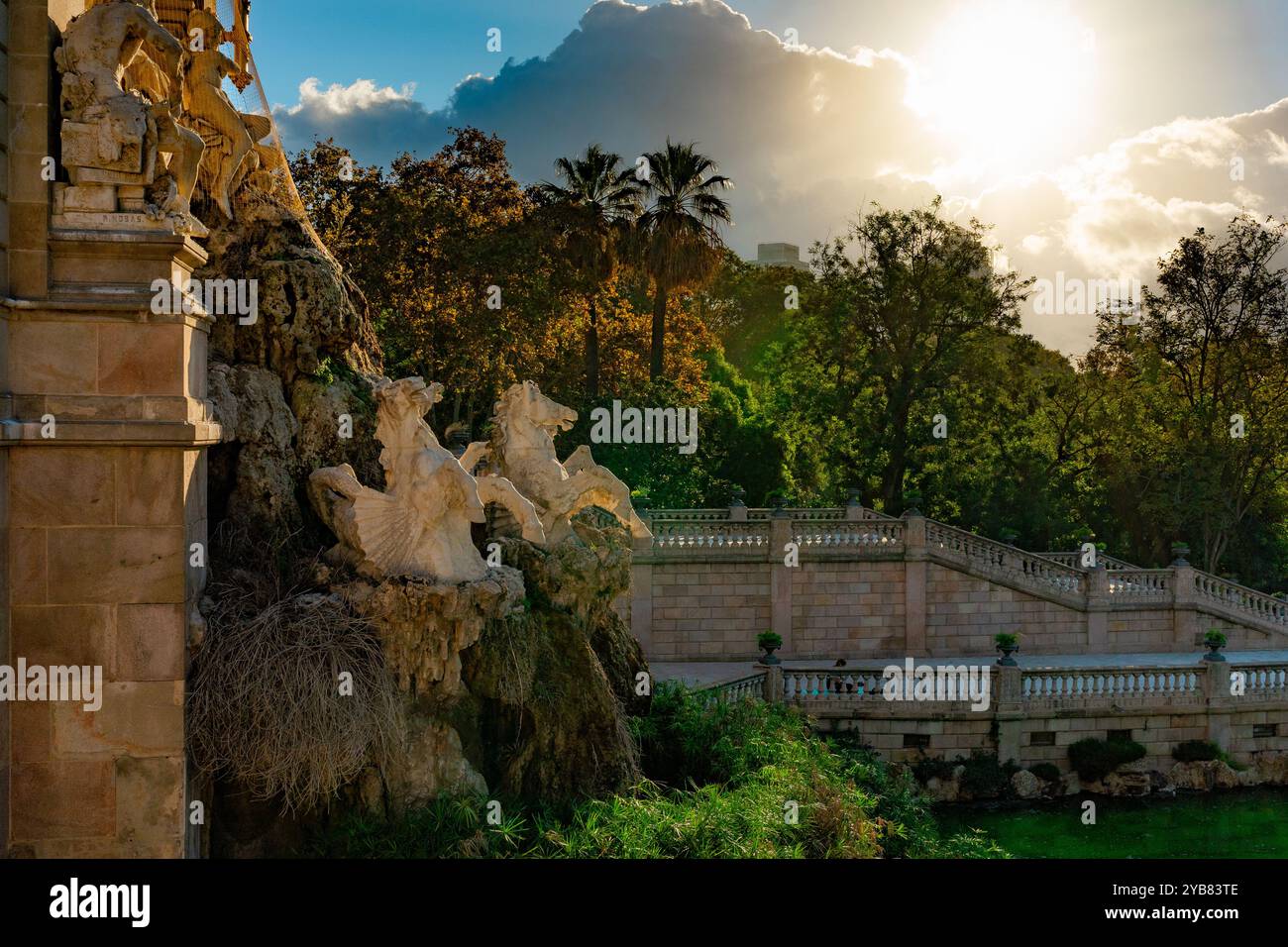 Cascada Monumental fountain in Ciutadela park in Barcelona, Spain. A ...