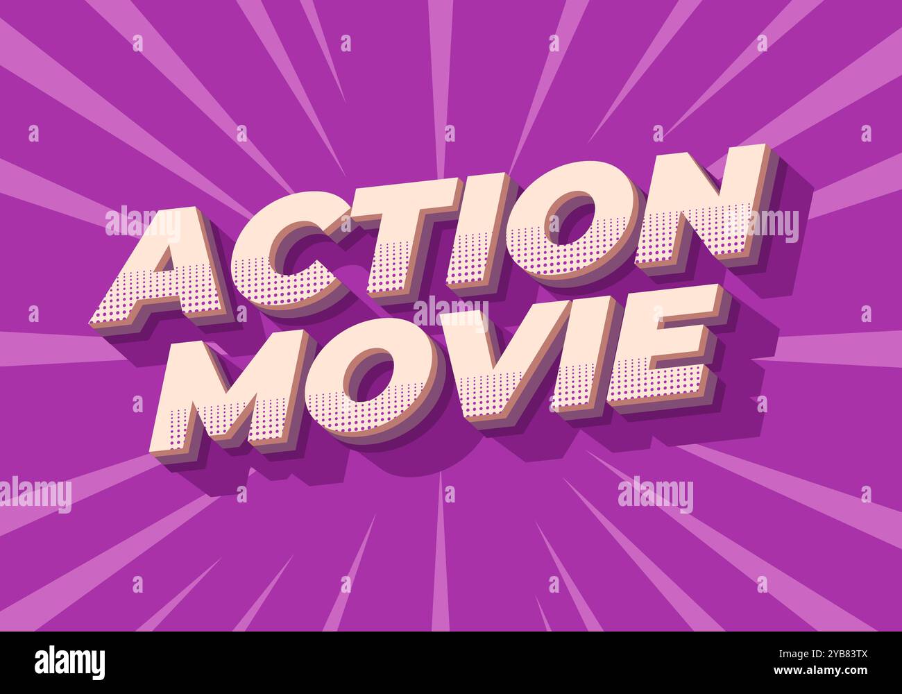 Action movie. Text effect design in 3D look with modern colors Stock ...