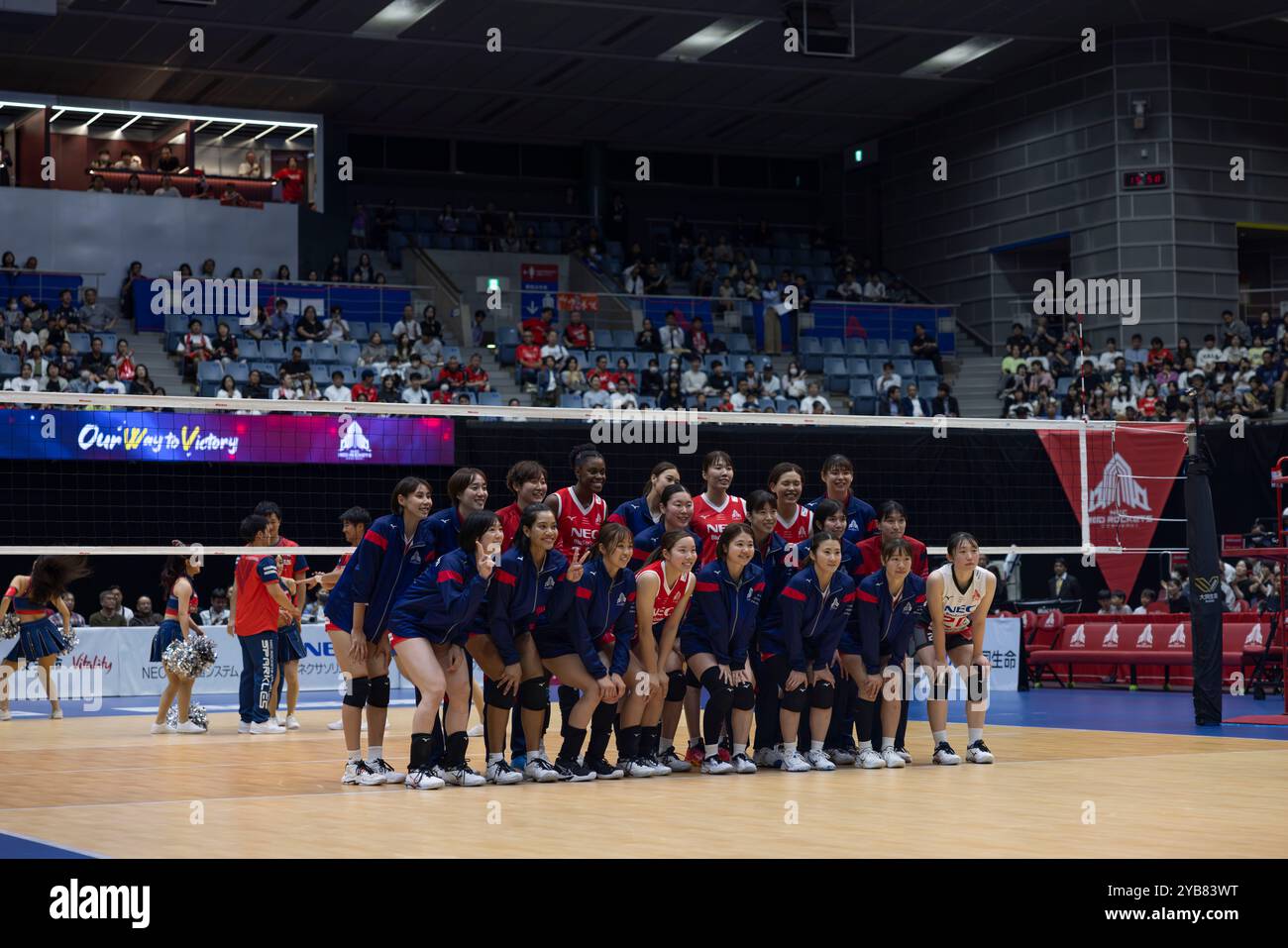 NEC Red Rockets Kawasaki players pose for a photo after the opening ...