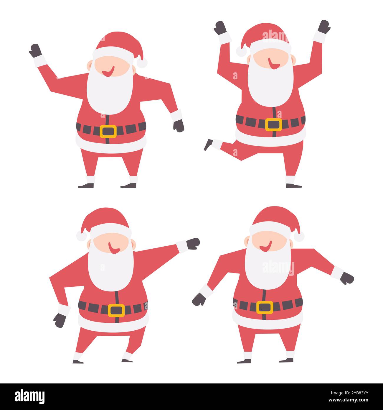 Set of santa claus with christmas costume . Cartoon character . Flat ...