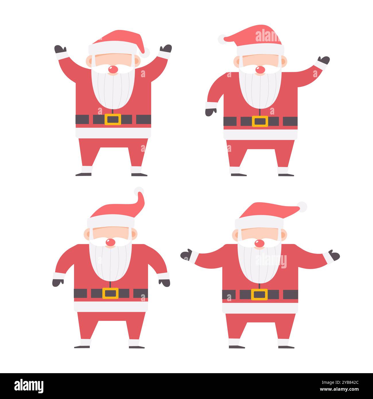 Set of santa claus with christmas costume . Cartoon character . Flat ...