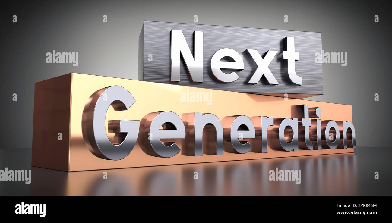 Next generation - words on metal blocks - 3D illustration Stock Photo ...