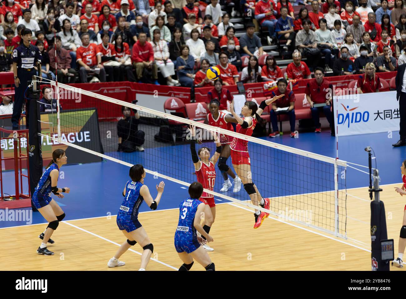 Opening match of Daido Life SV. League (Japan's premiere volleyball league) between NEC Red ...
