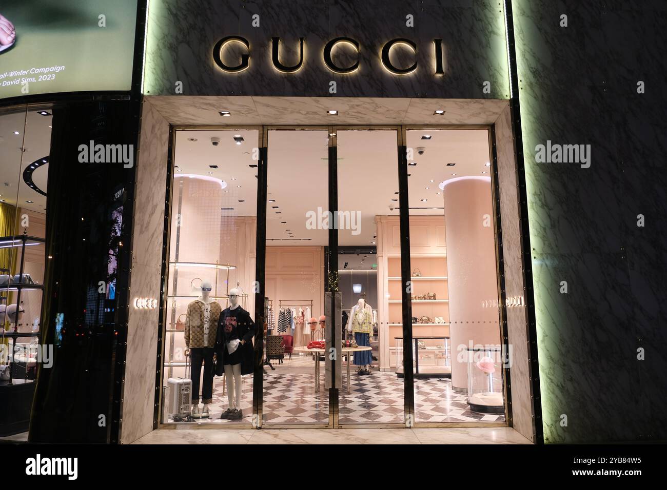 Shanghai,China-Oct.13th 2023: facade of GUCCI retail store Stock Photo ...