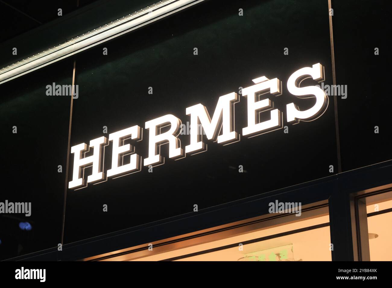 Shanghai,China-Oct.13th 2023: Hermès store sign brand logo Stock Photo ...