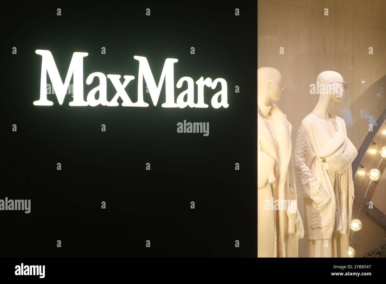Shanghai,China-Nov.4th 2023:Max Mara clothing store brand logo sign ...