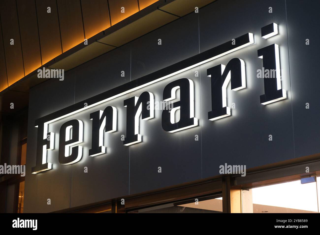 Wuhan,China-Oct.7th 2023: Ferrari store sign brand logo Stock Photo - Alamy