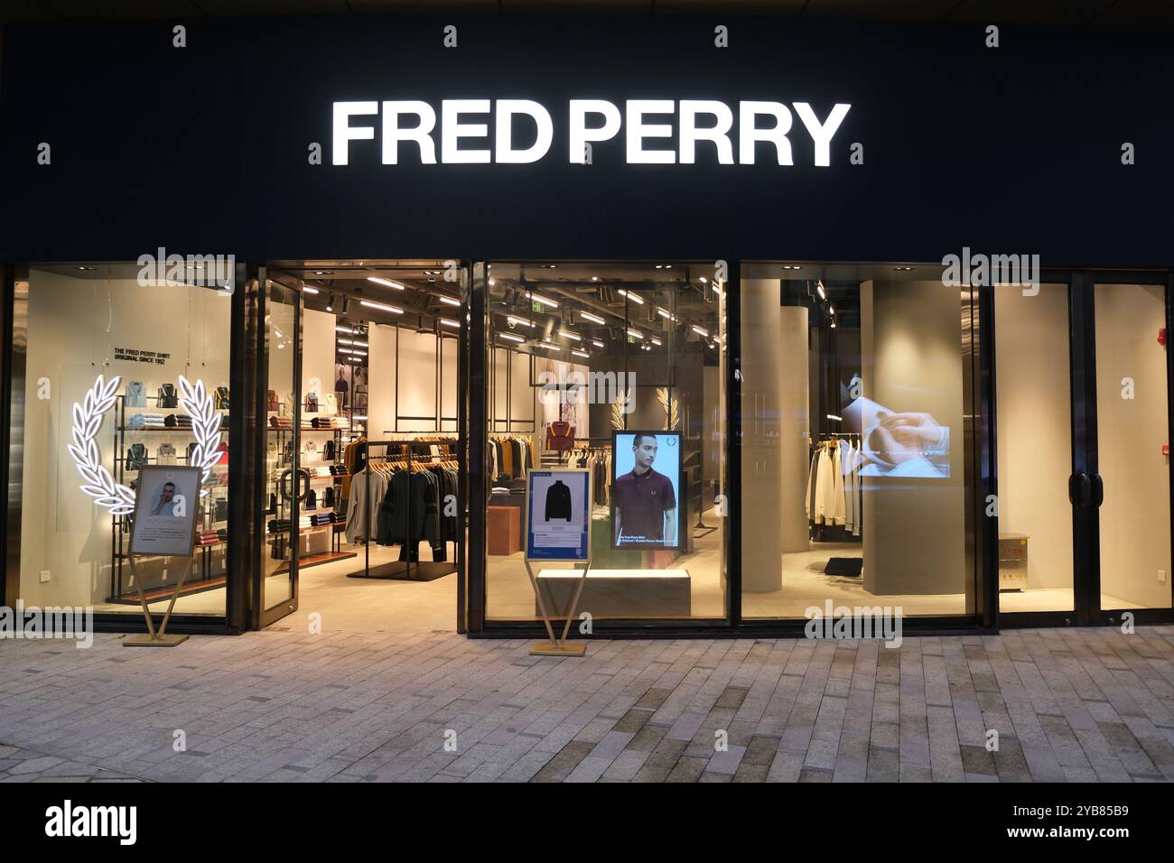 Wuhan,China-Oct.7th 2023: Facade of Fred Perry clothing retail store ...
