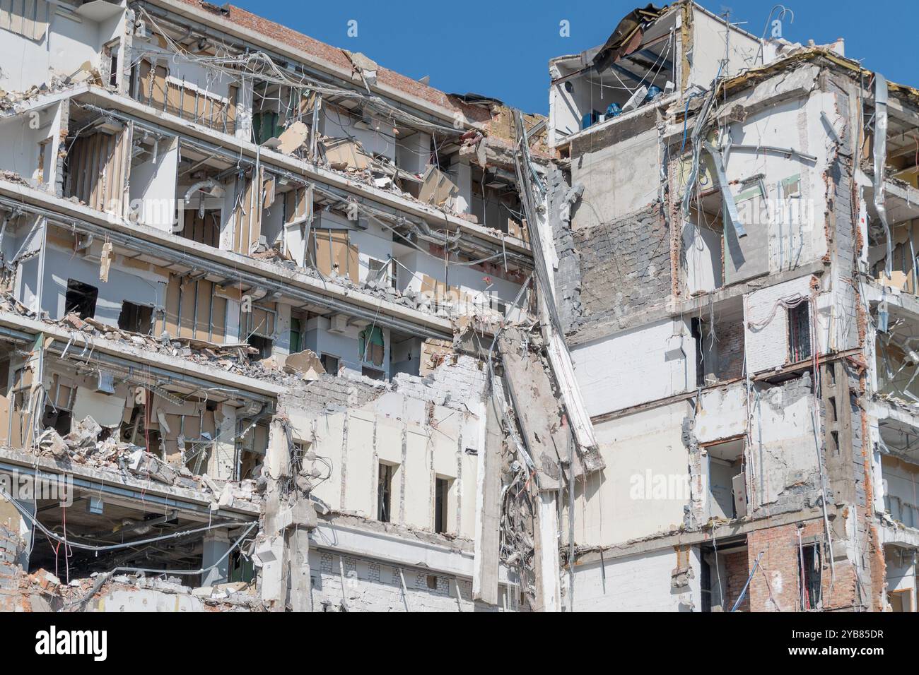 Demolition of a building. The wreckage of a demolished building Stock ...