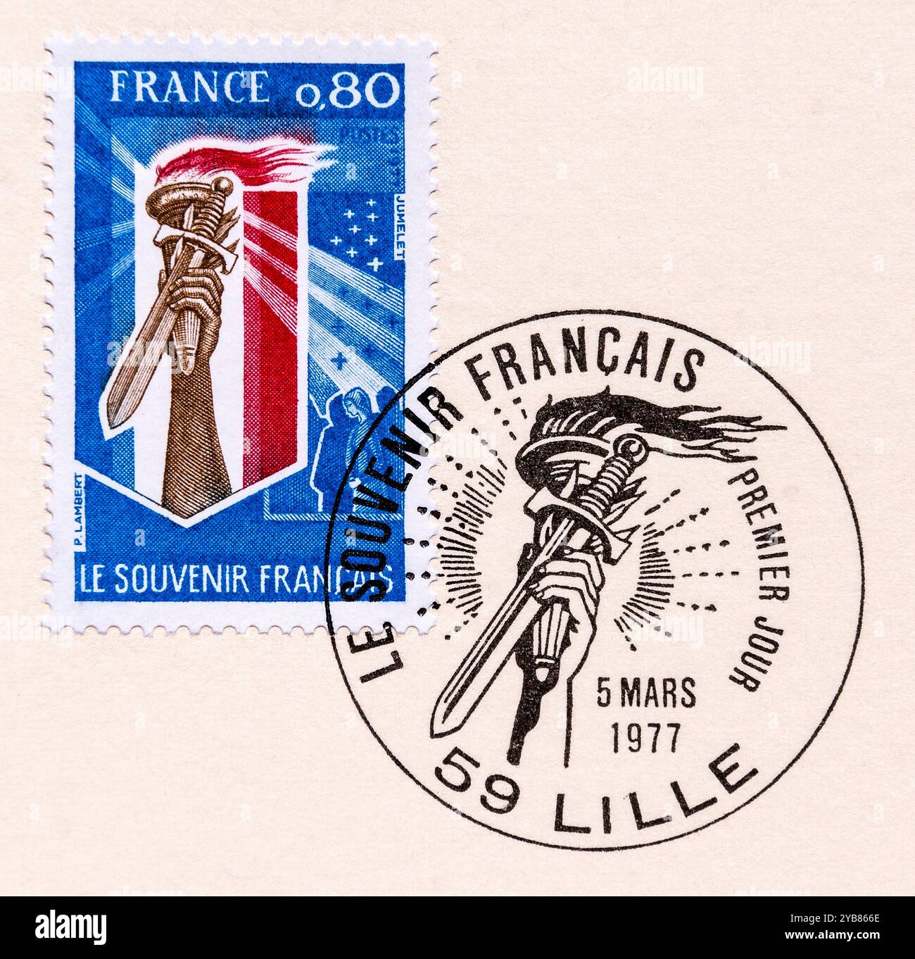 Postage stamp of France depicting an illustration celebrating Lille and ...
