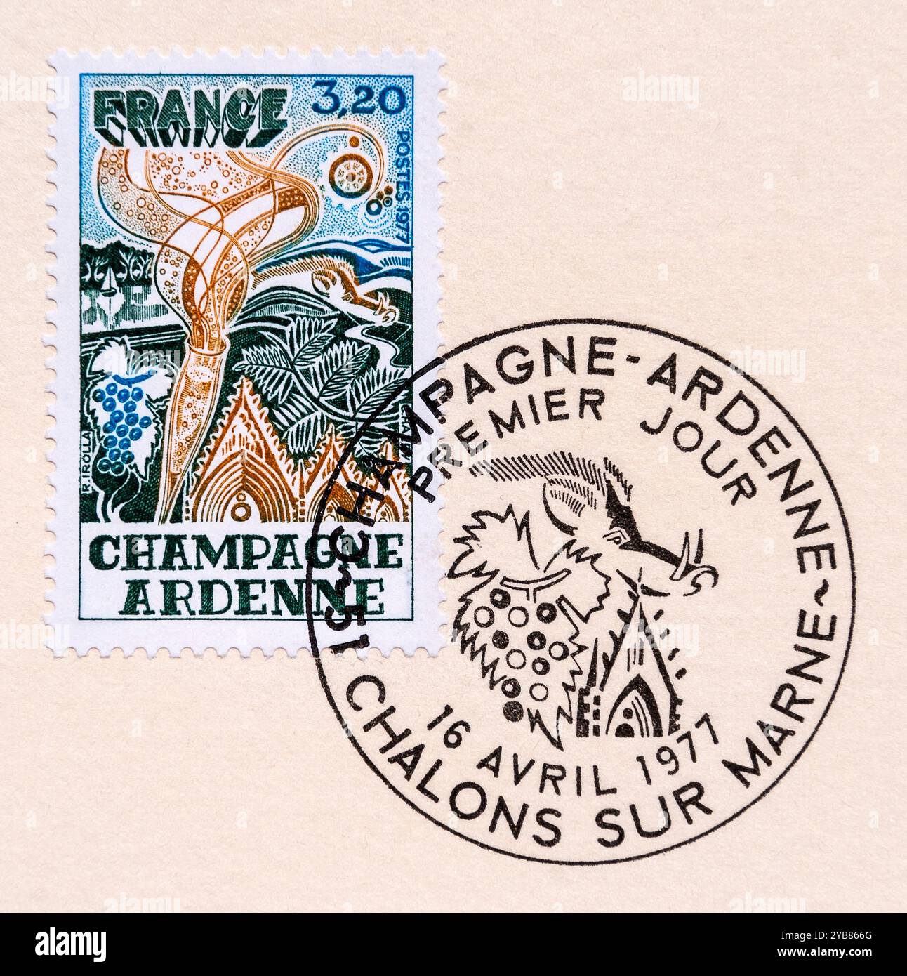 Postage stamp of France depicting an illustration of wine making in ...