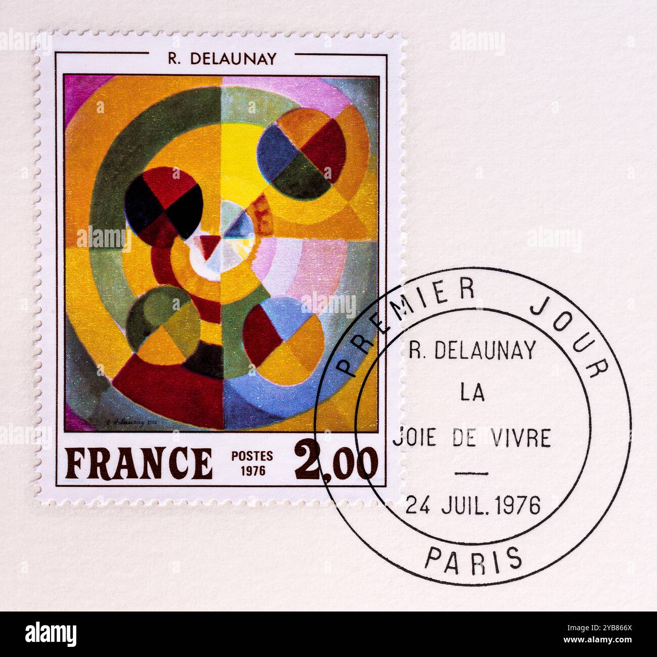 Postage stamp of France depicting an abstract painting by Delaunay and ...