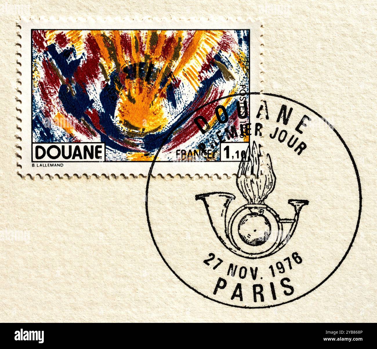 Postage stamp of France depicting an abstract painting for the Douane ...