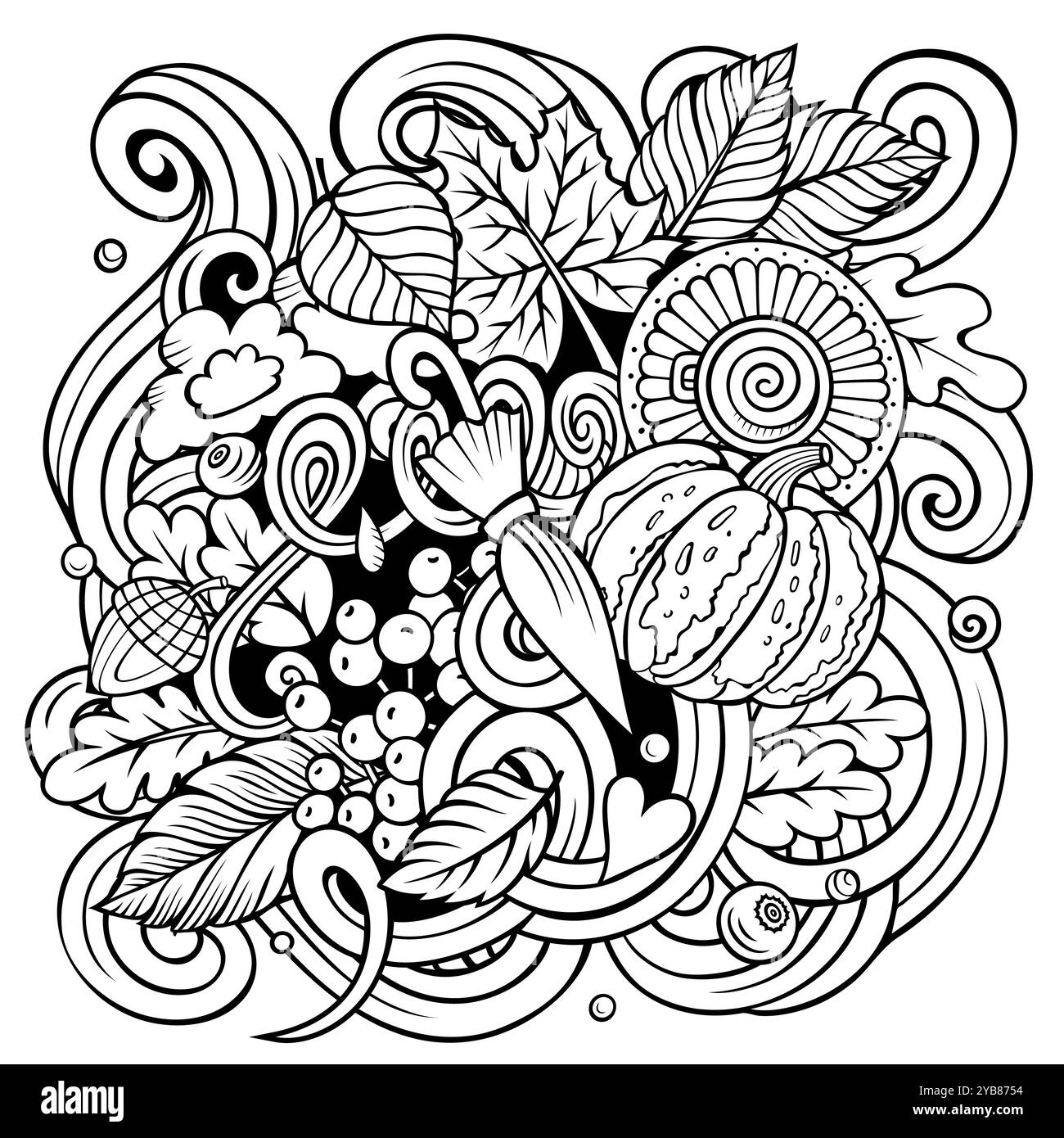 Autumn cartoon vector doodles illustration. Fall hand-drawn design ...