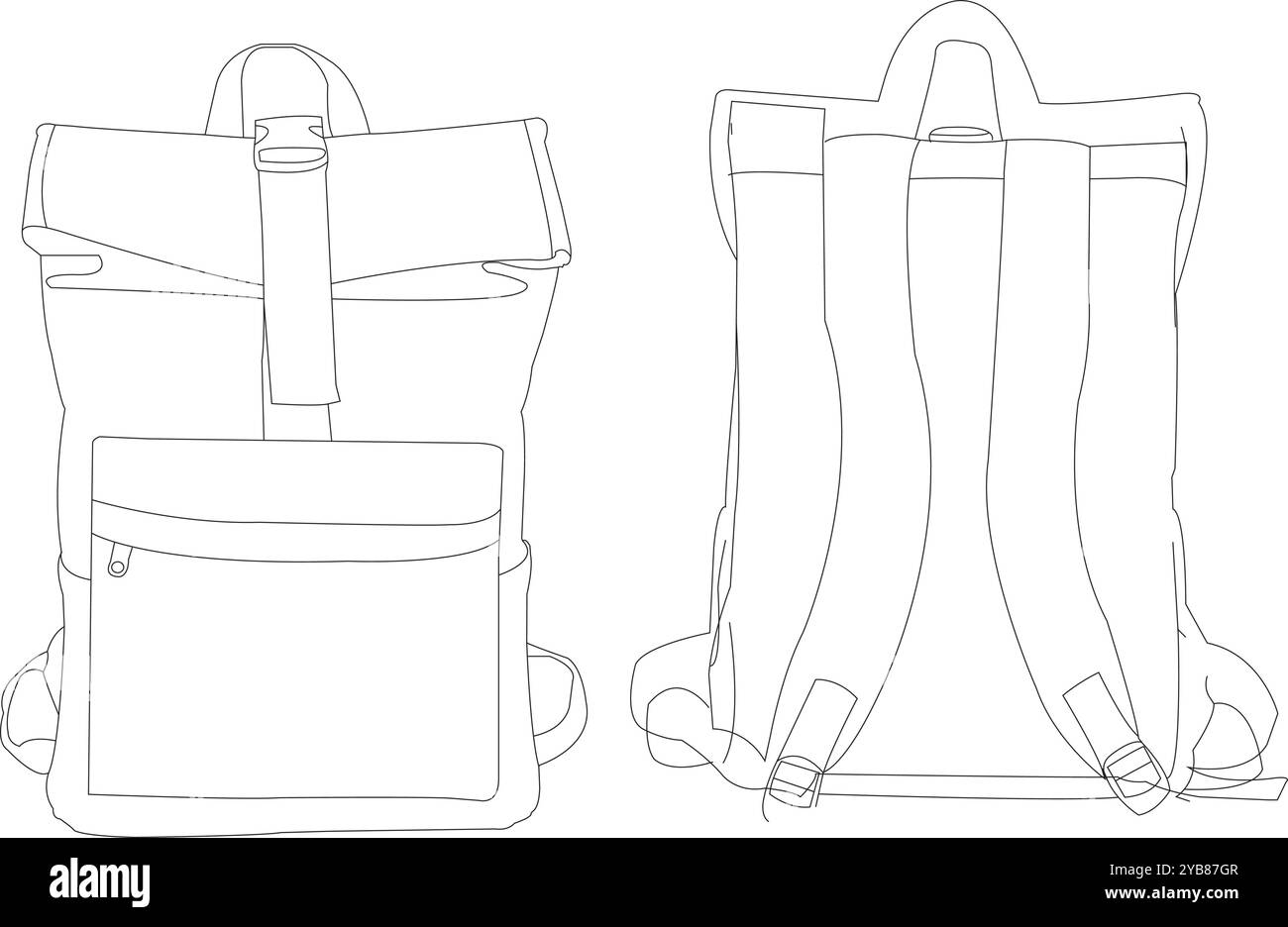 School Backpack Isolated vector, set of Backpack Icon hand draw, Vector ...