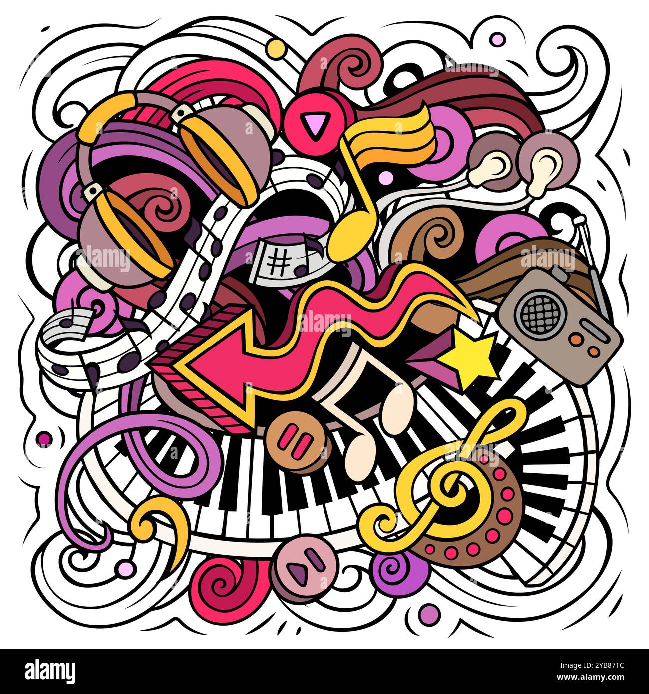 Music hand drawn vector doodles illustration. Musical poster design ...