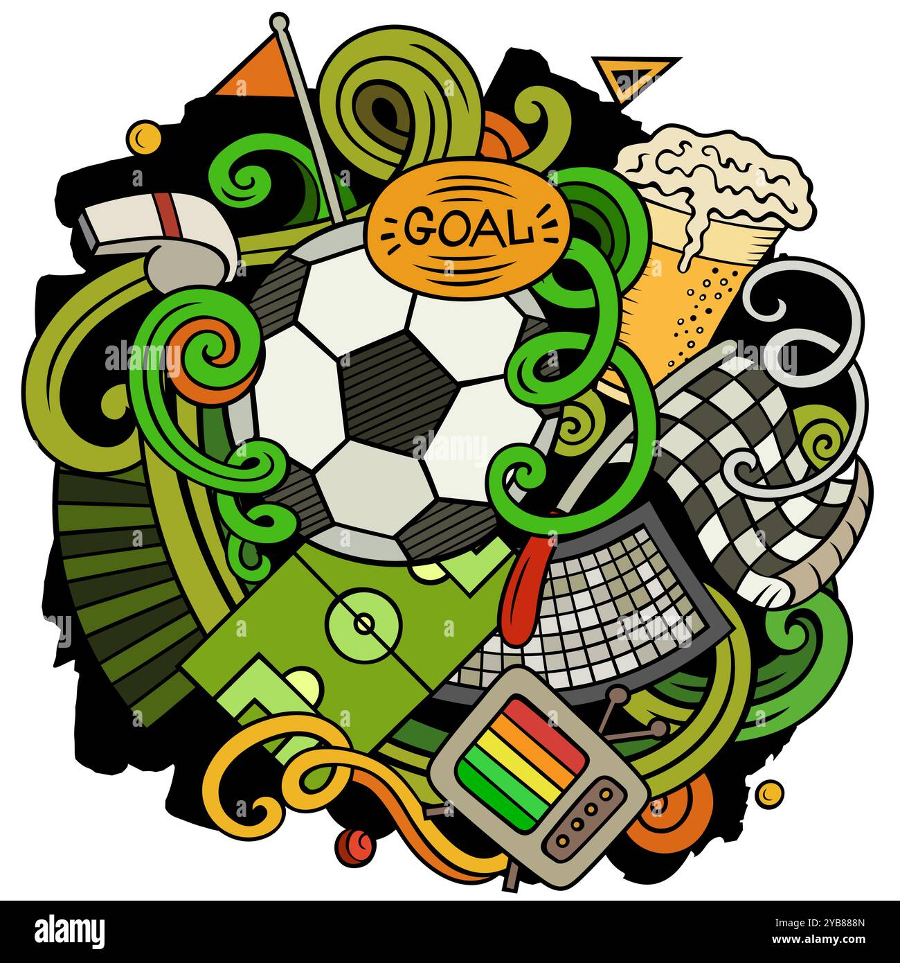 Cartoon vector doodles Football illustration Stock Vector Image & Art ...
