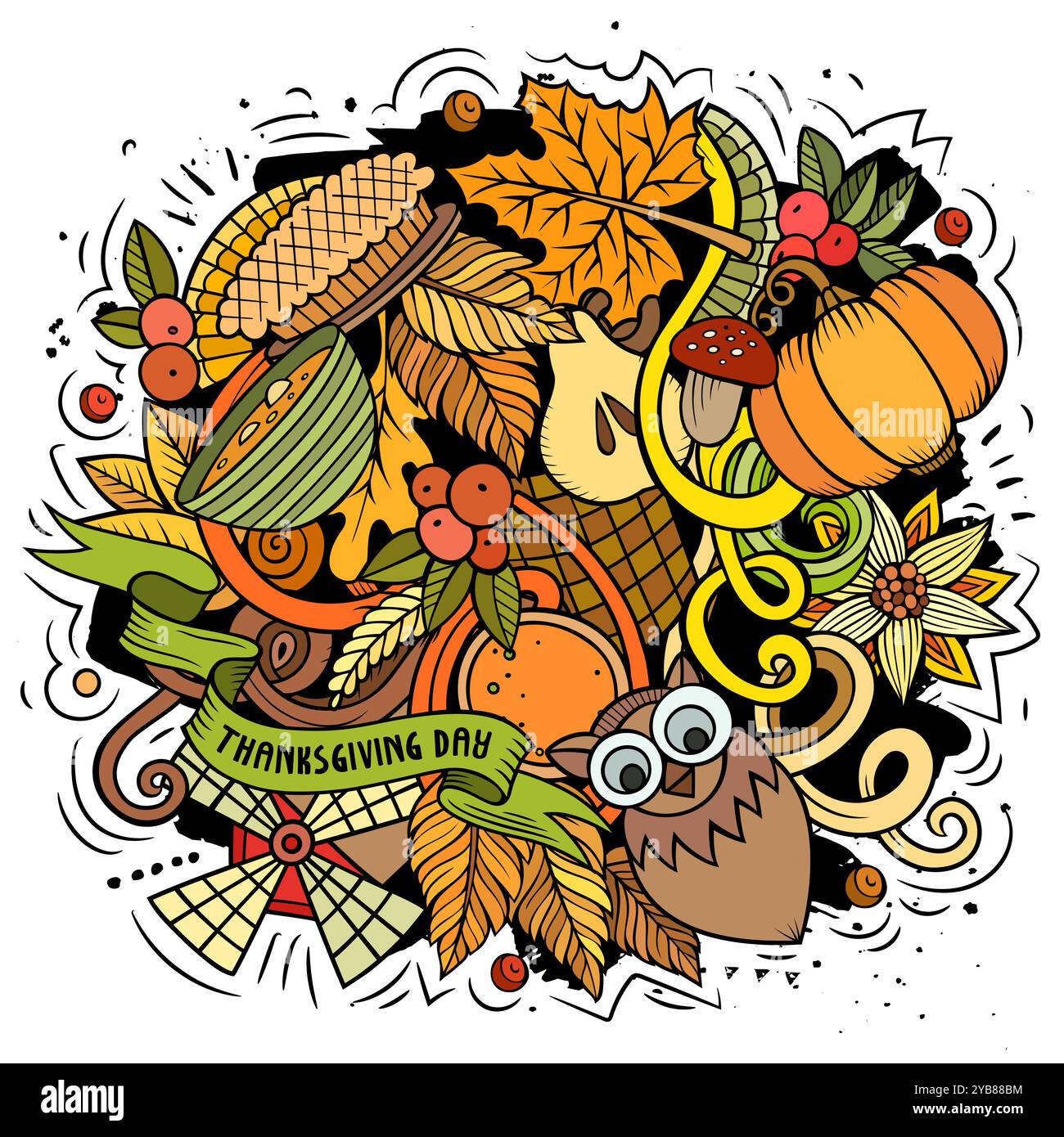 Thanksgiving hand drawn cartoon doodles illustration Stock Vector Image ...