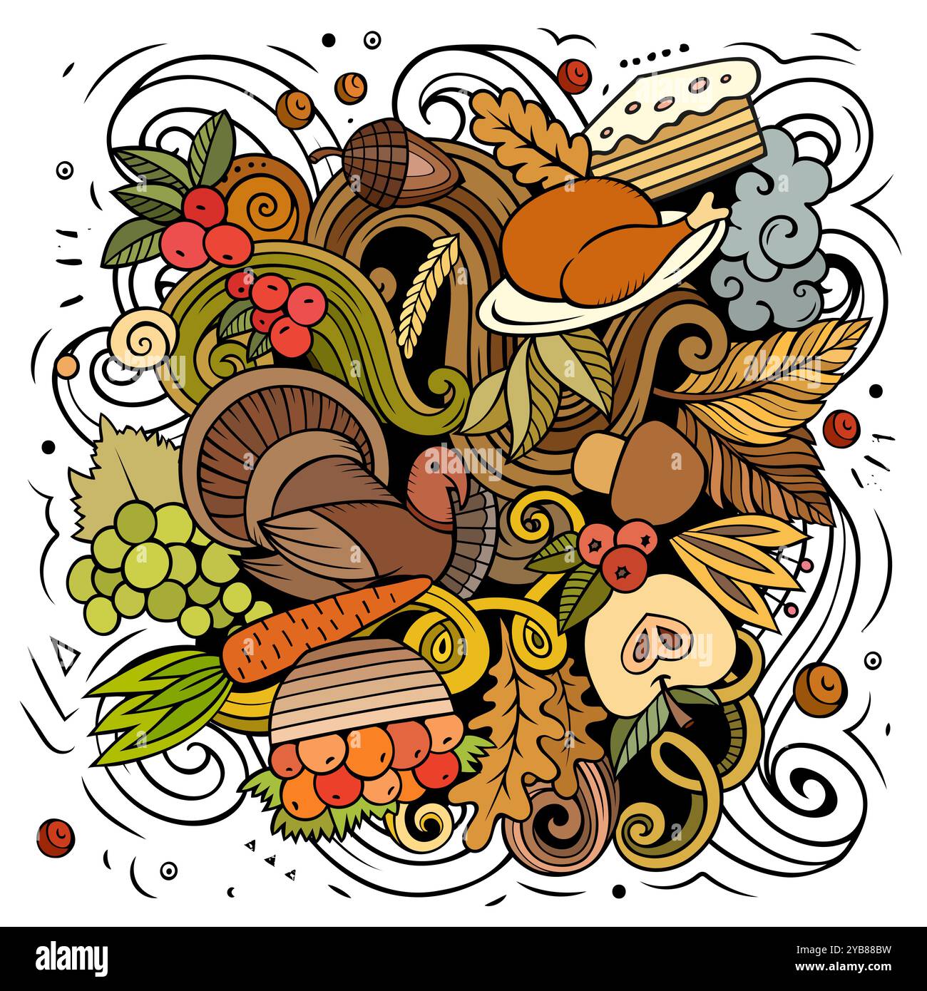 Thanksgiving hand drawn cartoon doodles illustration Stock Vector Image & Art - Alamy