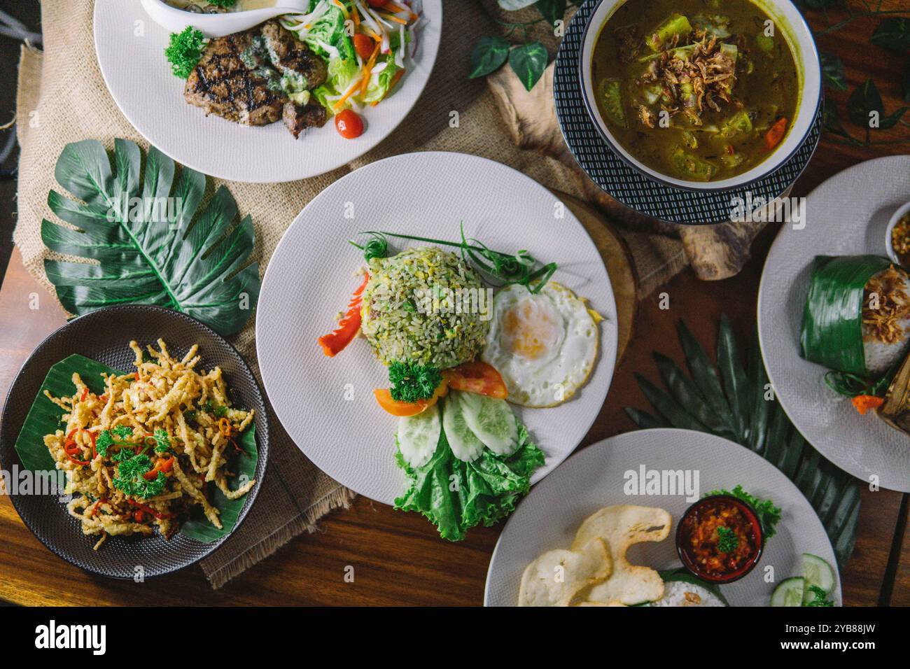Nusantara gourmet cuisine expensive meals premium food Stock Photo - Alamy