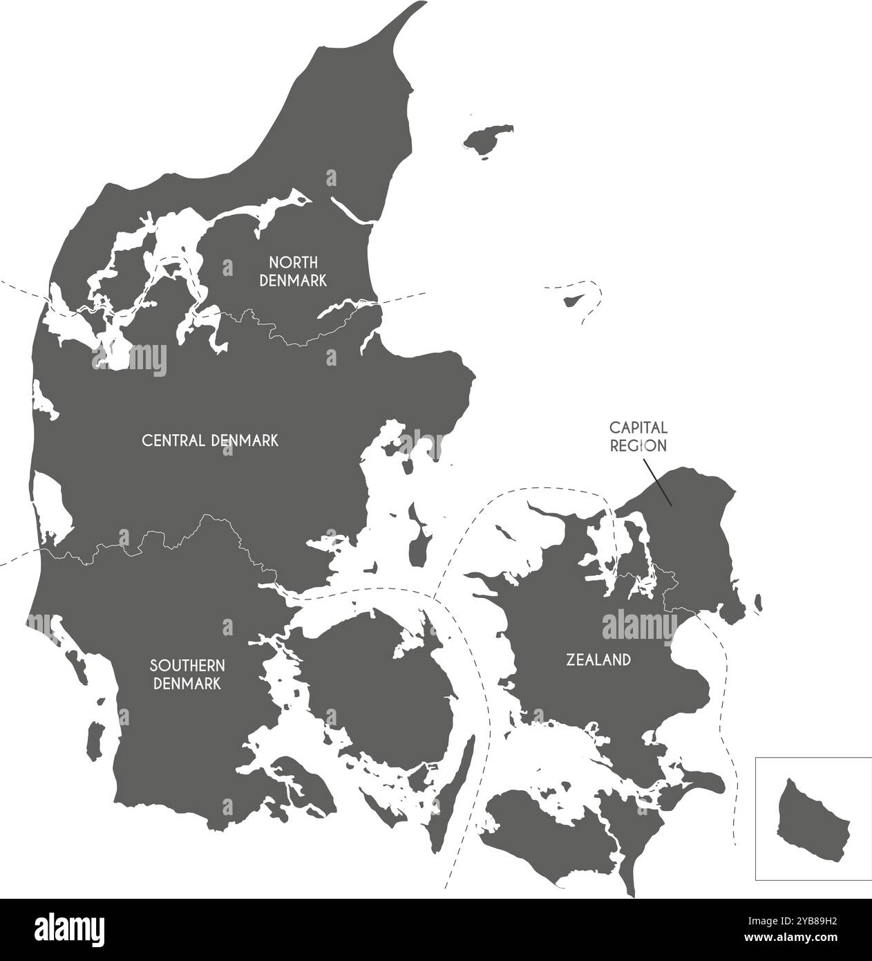 Vector map of Denmark with regions or territories and administrative divisions. Editable and ...