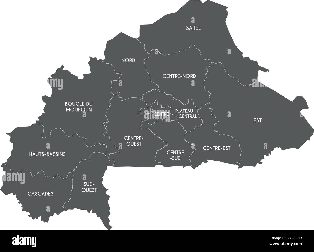 Vector map of Burkina Faso with regions or territories and ...