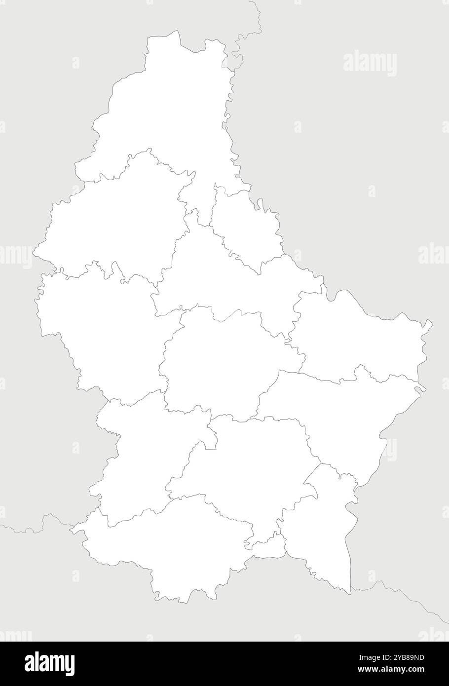 Vector regional blank map of Luxembourg with cantons and administrative ...