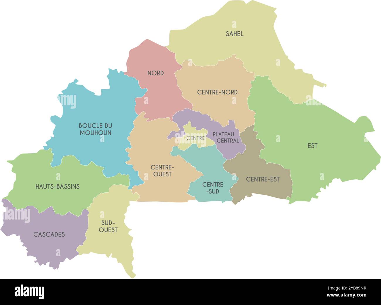 Vector map of Burkina Faso with regions or territories and ...