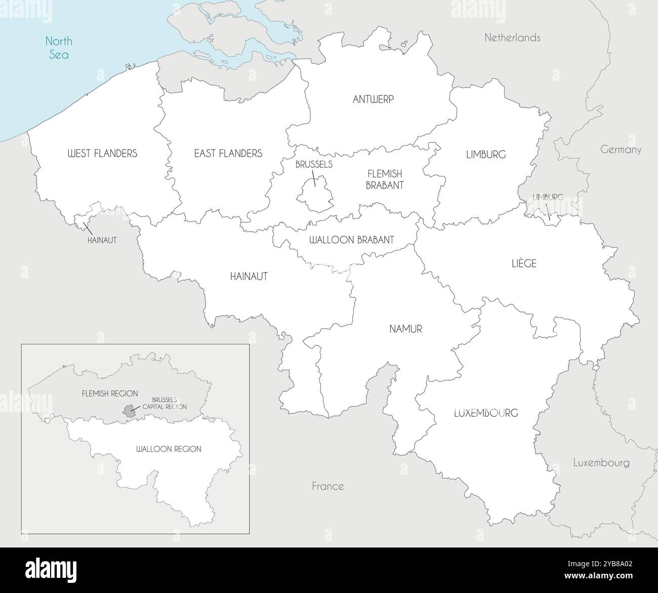 Detailed map of belgium with regions hi-res stock photography and ...