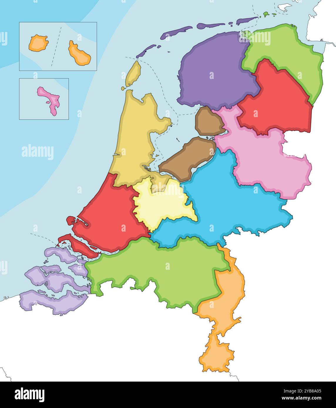 Vector illustrated regional blank map of Netherlands with provinces ...