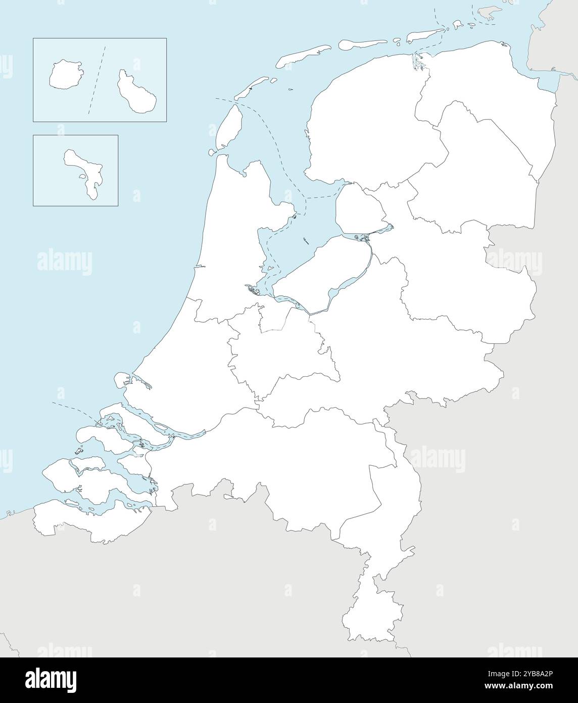 Vector regional blank map of Netherlands with provinces, Caribbean ...