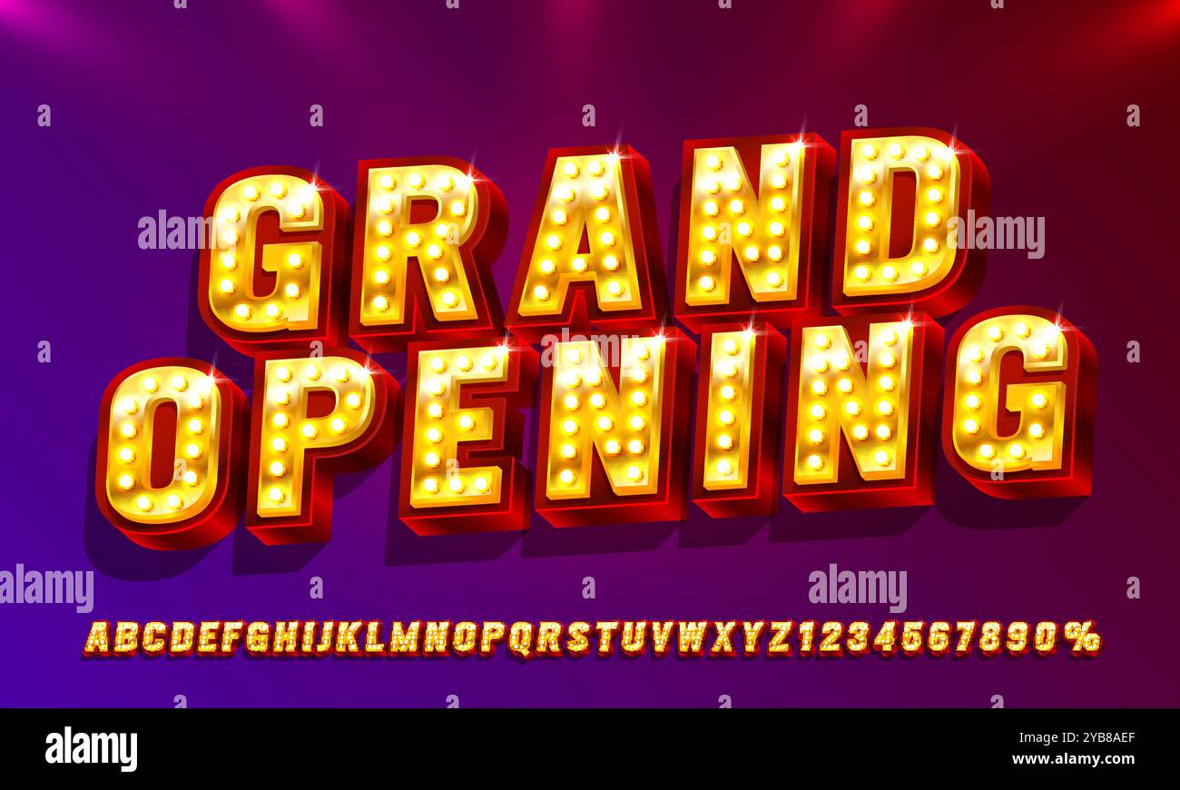 Grand opening font set collection, letters and numbers symbol. Vector ...