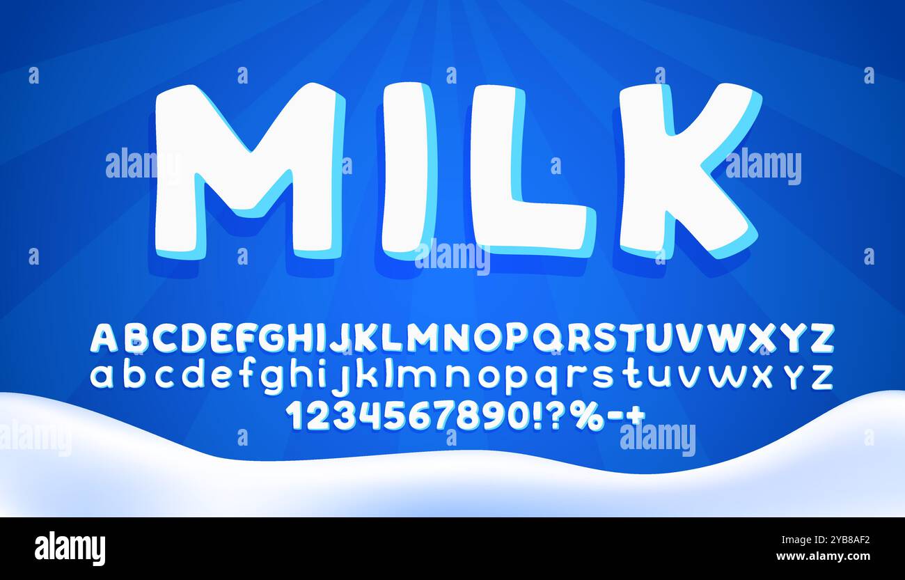 Milk font set collection, letters and numbers symbol. Vector Stock ...