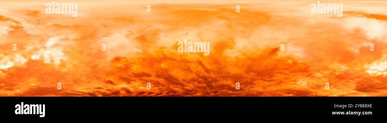 Golden glowing red orange overcast sunset sky 360 hdr panorama ...