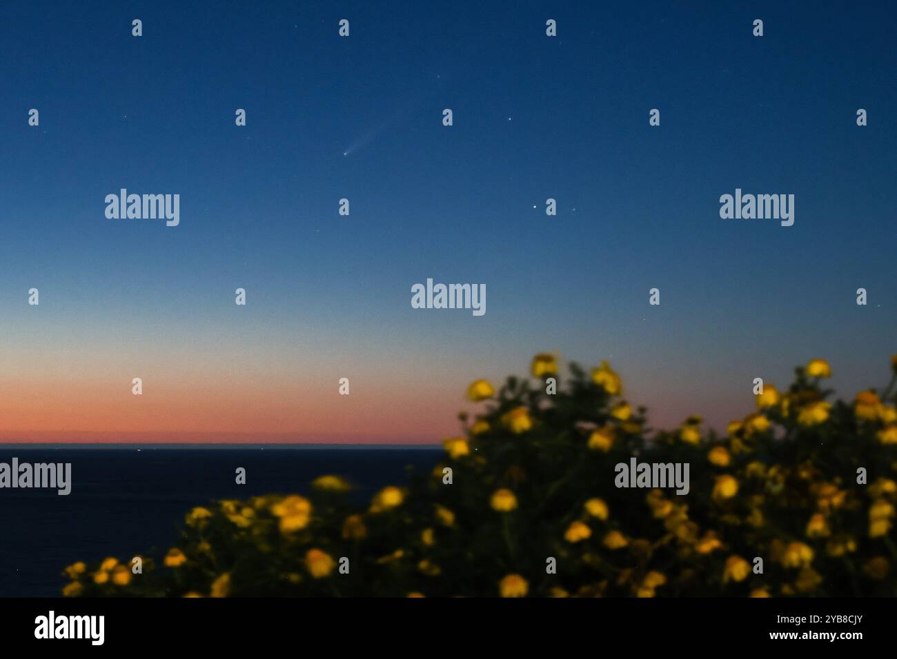 Valparaiso, Chile. 16th Oct, 2024. The path of the meteorite C/2023 A3 ...