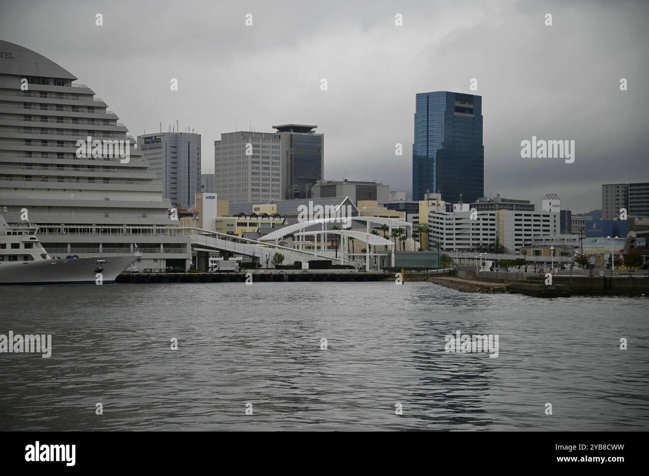 Landscape with scenic view of the maritime Port of Kōbe in the ...